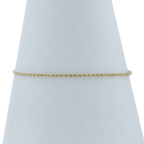 Yellow Gold Diamond Cut Rope Chain Ankle Bracelet 9" - 10k Anklet - Wilson Brothers Jewelry
