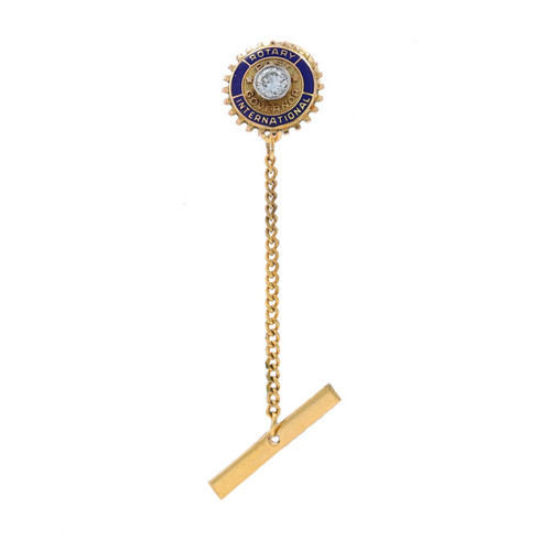 Yellow Gold Rotary International Vintage Diamond Tie Tack - 10k Club ...