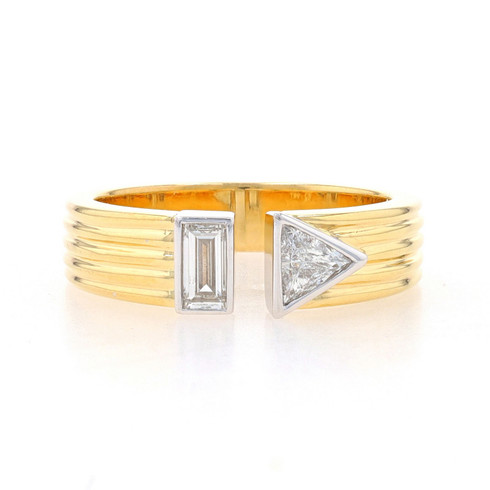 Yellow Gold Diamond Negative Space Band 18k Trill & Bag.43ctw Wedding ...
