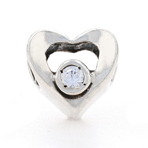 New Chamilia Bead - JA-14 Jeweled Heart Clear CZ Sterling Silver 925 ...