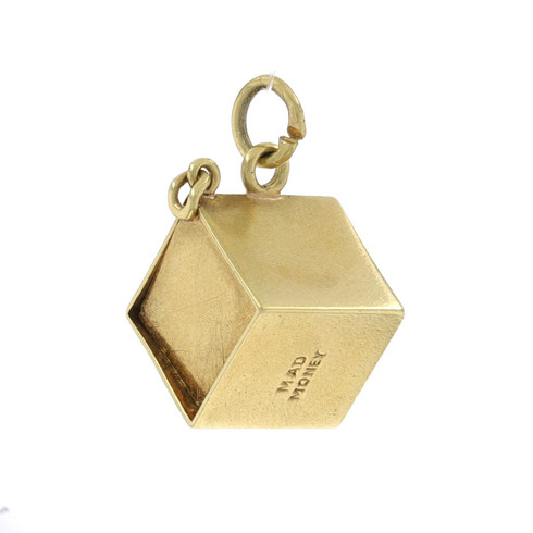 Yellow Gold Mad Money Cube Charm - 14k Square - Wilson Brothers Jewelry