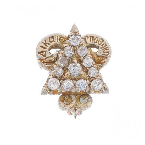 White Gold Delta Upsilon Badge - 14k Diamond 1930s-1940s Fraternity Pin ...