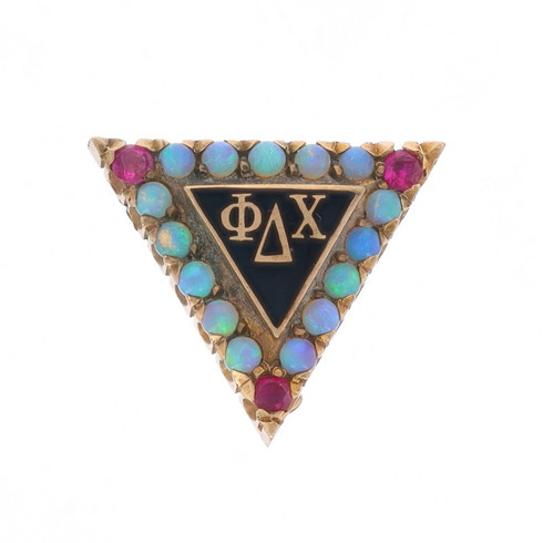 Yellow Gold Phi Delta Chi Badge 14k Ruby Opal 1910s1920s Pharmacy ...