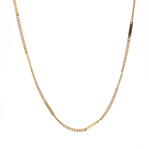 Yellow Gold Fancy Herringbone Curb Chain Necklace 14 3/4" - 14k ...