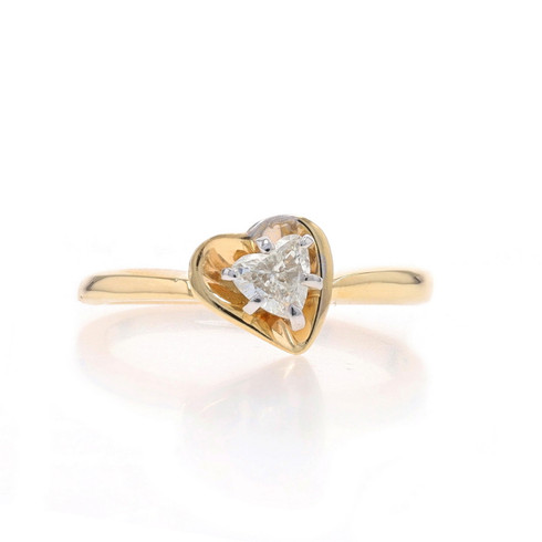 Yellow Gold Diamond Heart Solitaire Ring - 14k .30ct Love Engagement ...
