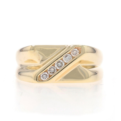 Yellow Gold Diamond X Men's Ring - 10k Round Brilliant .25ctw Crossover ...