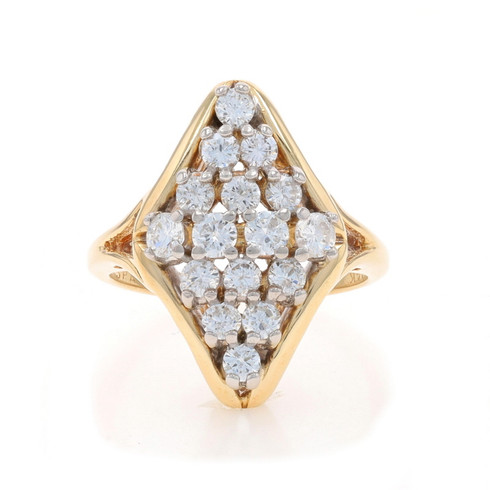 Spark Diamond Cluster Cocktail Ring - Yellow Gold 14k Round Brilliant 1 ...