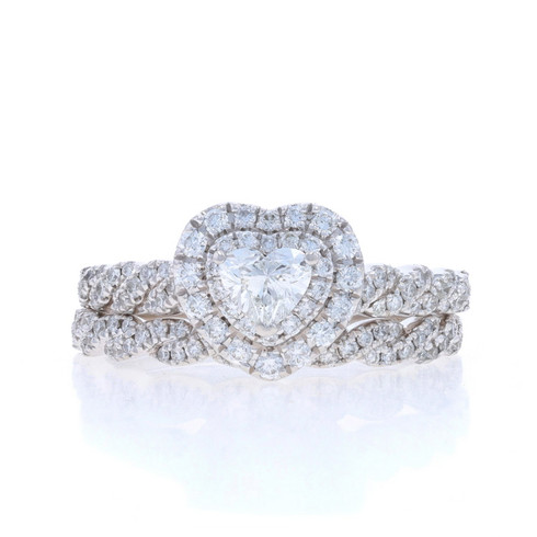 Neil Lane Diamond Heart Halo Engagement Ring &Wedding Band White Gold ...