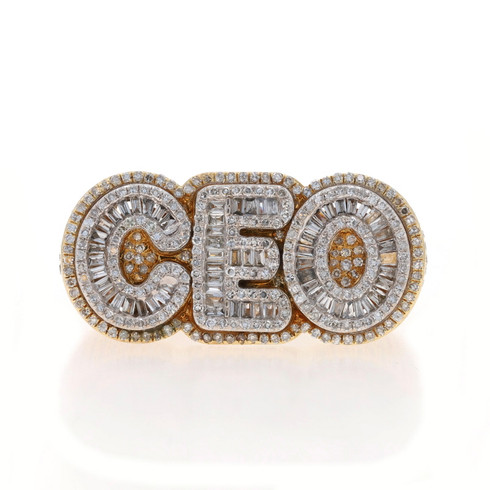 Yellow Gold Diamond CEO Men's Ring - 10k Single & Bag 2.00ctw Pave ...