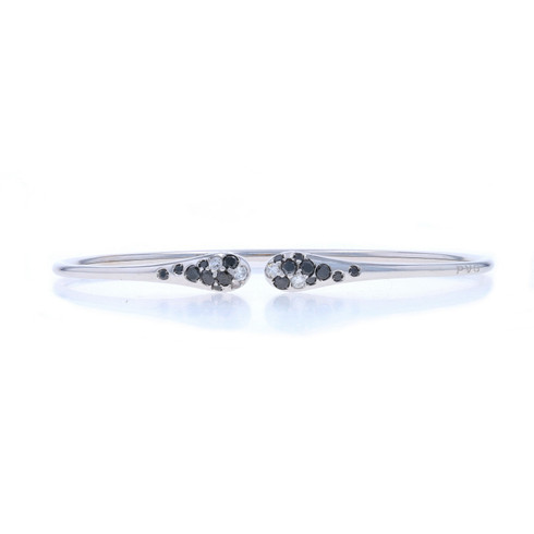 White Gold Black Diamond Negative Space Bangle Bracelet 6 1/2" 18k ...