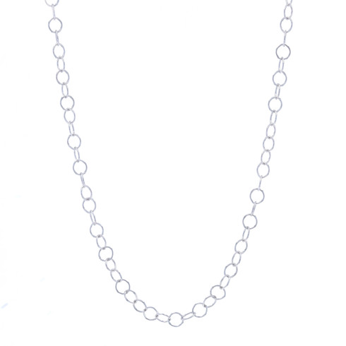 White Gold Round Link Chain Necklace 16 3/4" - 14k Narrow Rolo Italy ...