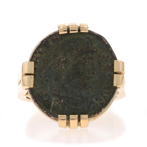 Yellow Gold 364-378AD Ancient Imperial Roman Valens Coin Ring - 14k AE3 ...