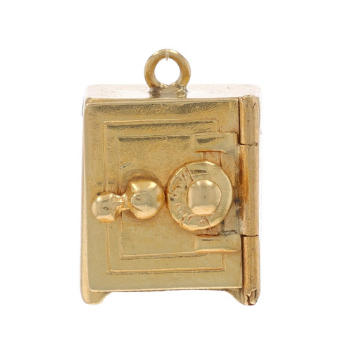 Yellow Gold Freestanding Floor Safe Mad Money Pendant - 14k Locks Opens ...