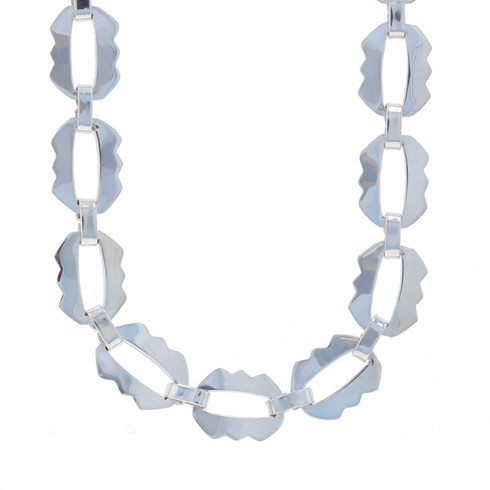 Sterling Silver Fancy Crinkle Link Chain Necklace 18 3/4" - 925 Mexico ...