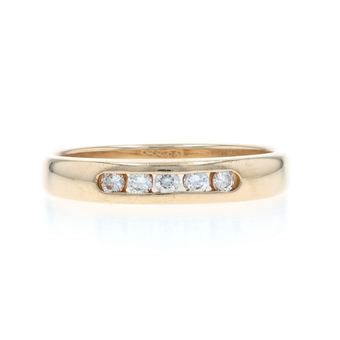 Yellow Gold Diamond Wedding Band - 14k Round .25ctw FIve-Stone Channel ...