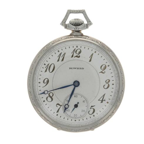 Howard Series V Art Deco Open Face Pocket Watch - White Gold 14k Manual ...