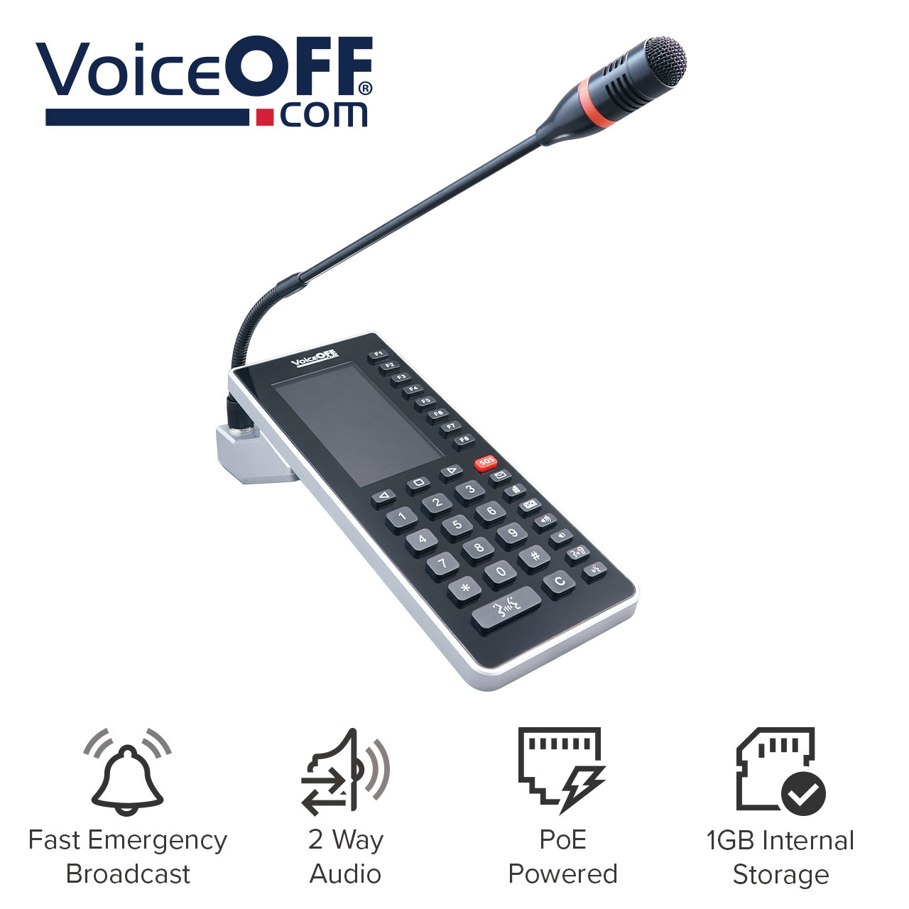 VoiceOFF IP Paging Microphone & Built In Media Server - PoE - System Q Ltd