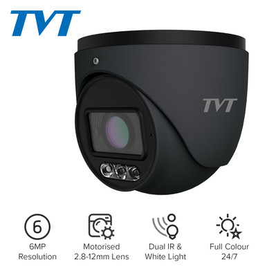 TVT IP 6MP Dual Light EYEBALL Camera 2.8-12mm - Black - System Q Ltd