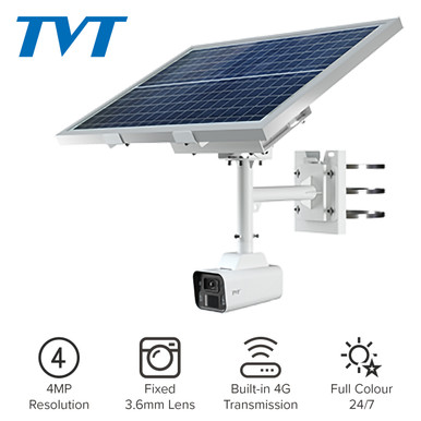 TVT IP 4MP Solar Powered BULLET Camera 3.6mm - White - System Q Ltd