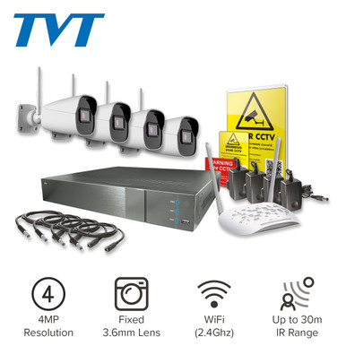 Easy Fit WiFi Kit - TVT 8CH NVR 4 WiFi Cams + Access Point - System Q Ltd