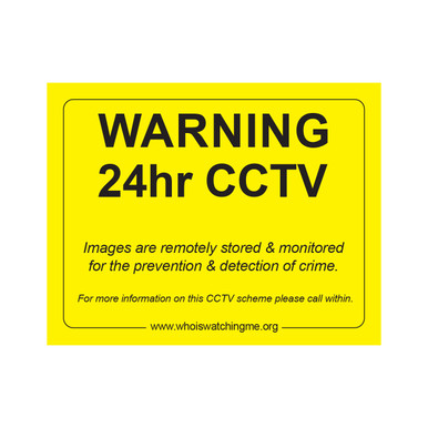 110x140mm Yellow CCTV Window Sticker - System Q Ltd