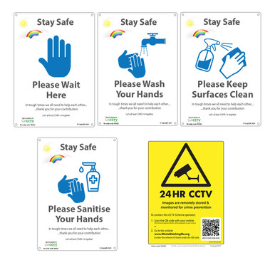 A4 Signage Pack - 10pcs CCTV & Good Hygiene - System Q Ltd