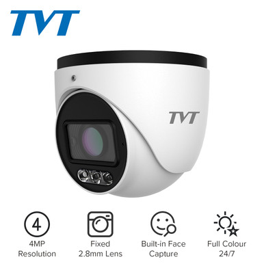 TVT IP 4MP Low Light Face Capture EYEBALL 2.8mm - White - System Q Ltd