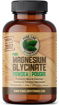 Pure Lab Vitamins Magnesium Glycinate 200g Powder - Coresupplements.ca