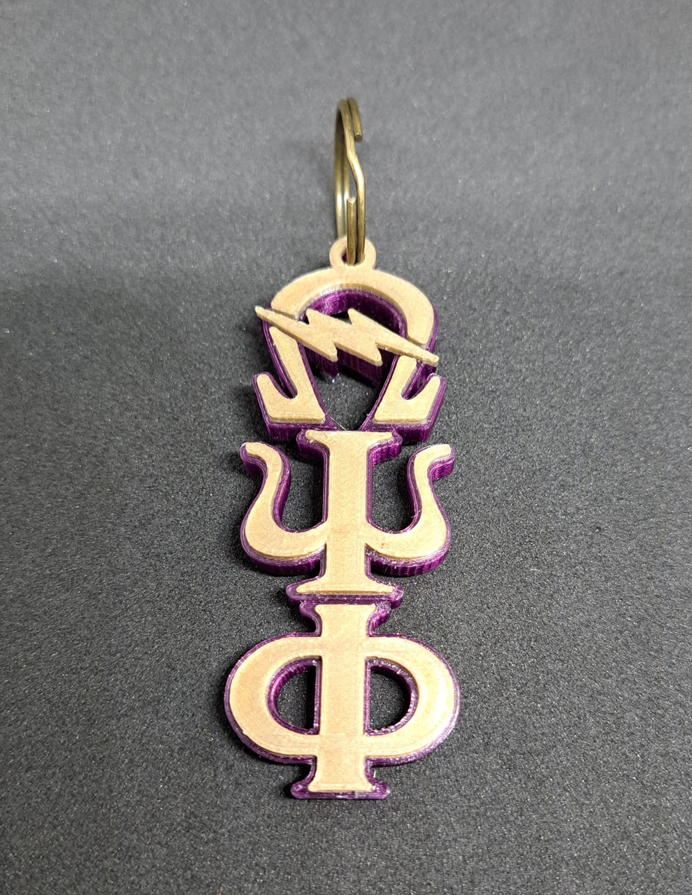 Omega Psi Phi - Keychain with Red Lightning Bolt
