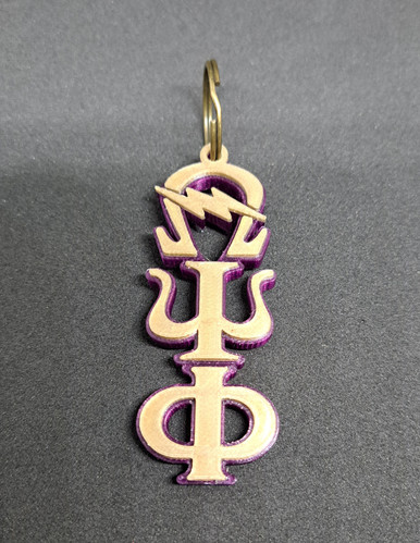 Omega Psi Phi - Keychain with Red Lightning Bolt