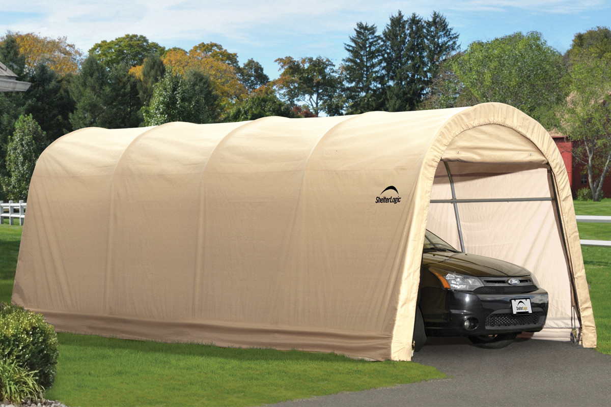 10x20x8 Round Style Auto Shelter Sandstone Cover - Shelters of New England