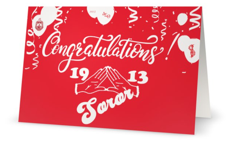 Congratulations Soror - GLOSS COATED - 1913 Mids Up - Balloons Confetti ...