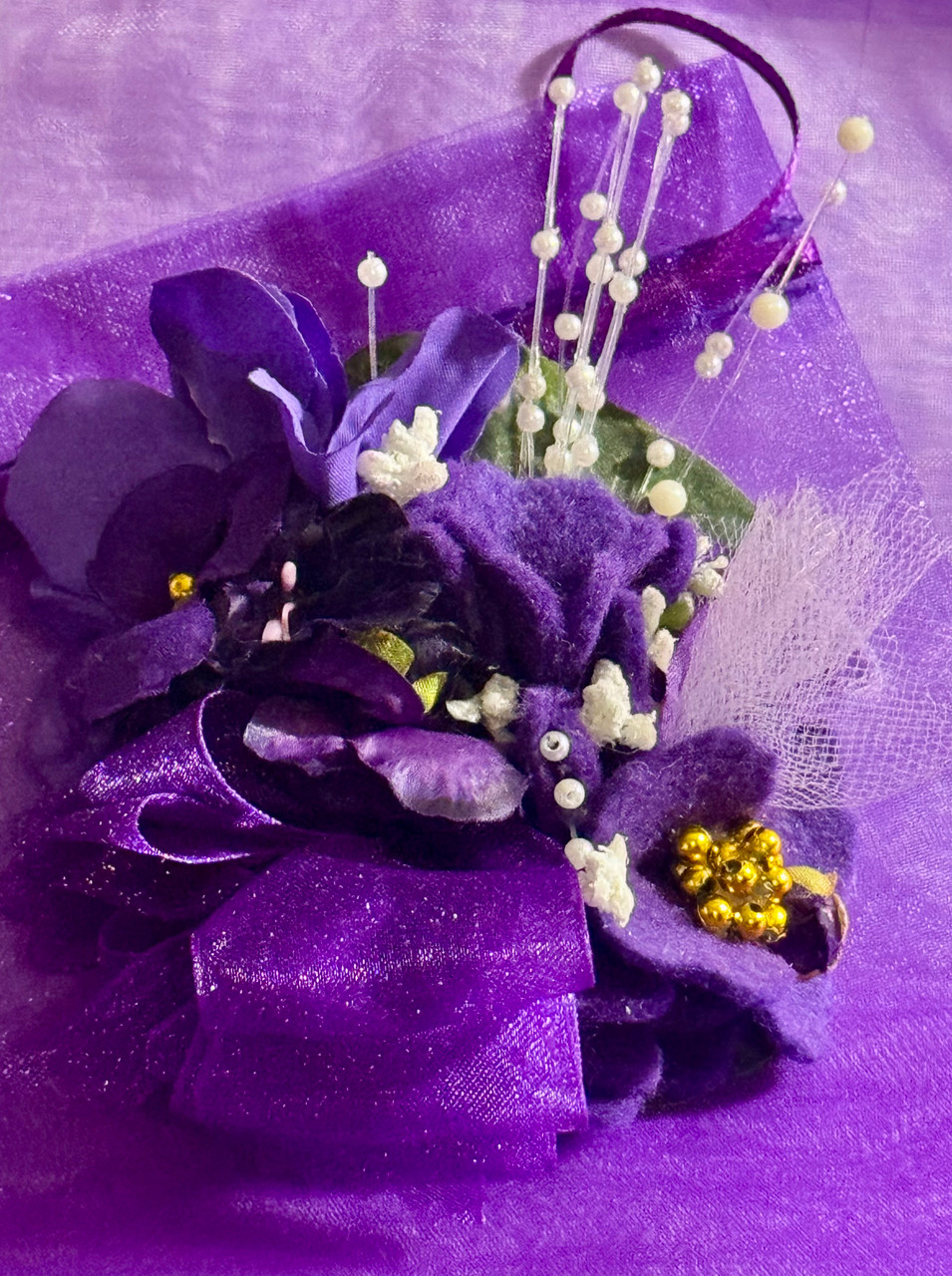 Delta Corsage and Brooch - NICOLE - Purple Felt 2-layer African violet ...