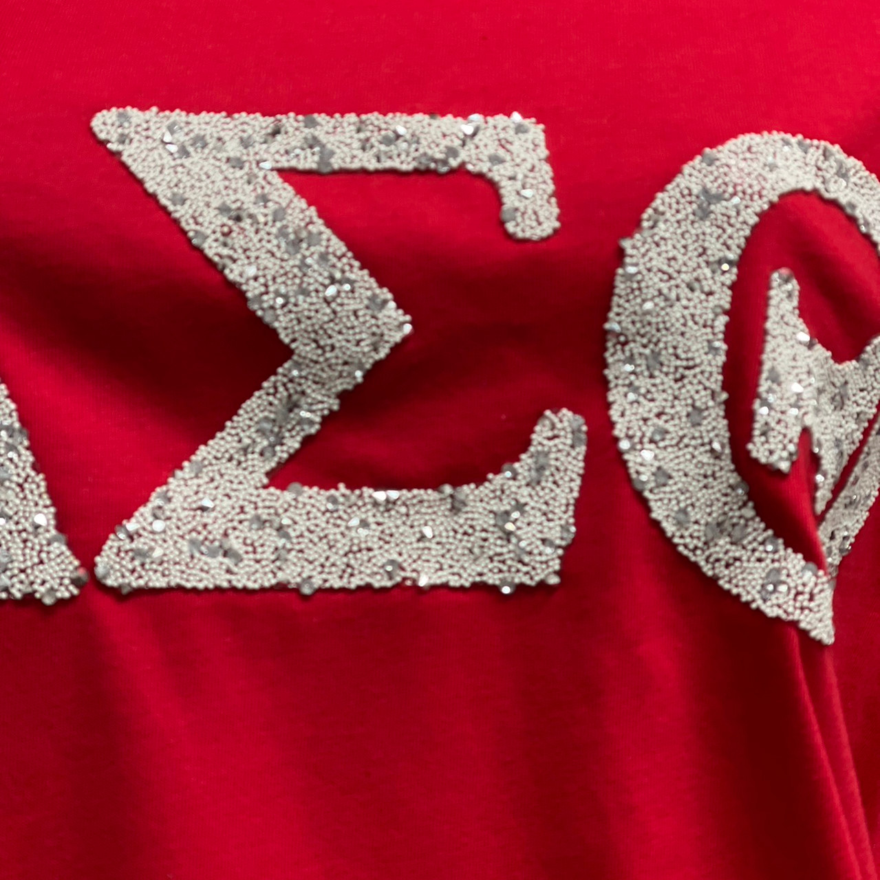 RED T-Shirt - Delta Sigma Theta Symbols - Textured beads and ...