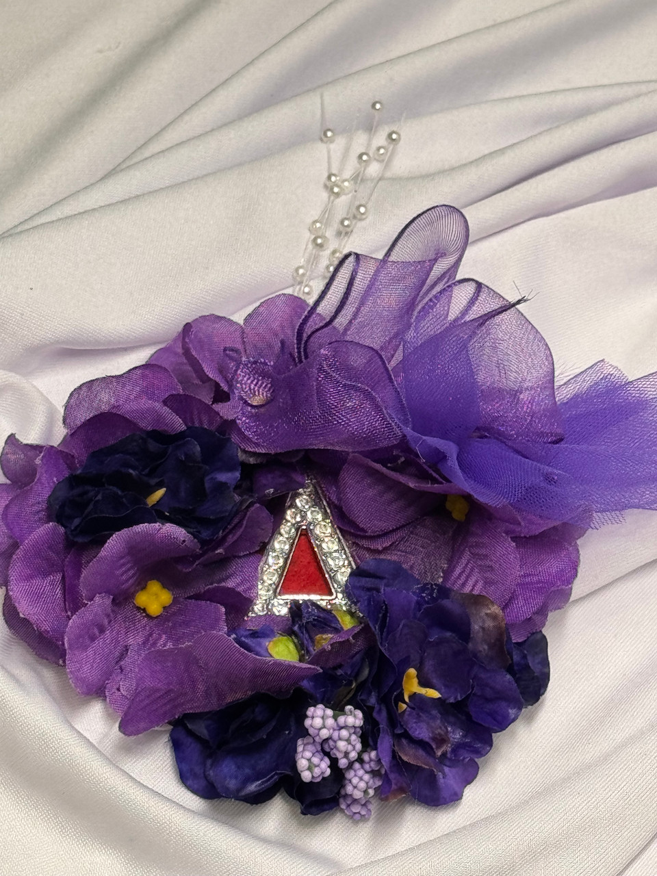 Delta African Violets Cluster - PETITE Corsage - Gold tone Pendant in ...