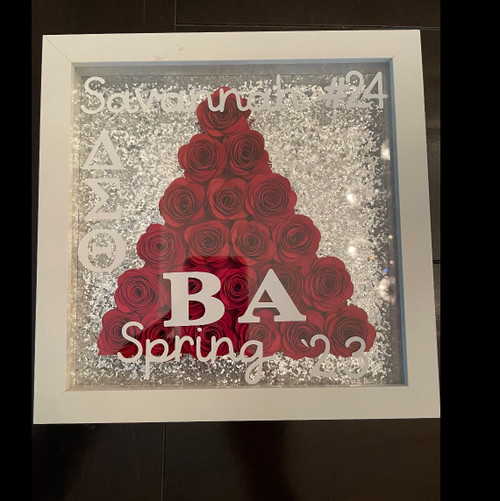 Customized Shadow Box - CUSTOMIZED AS SHOWN - RED ROSES DELTA-SHAPED ...