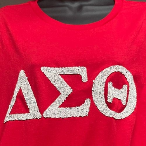 RED T-Shirt - Delta Sigma Theta Symbols - Textured beads and ...