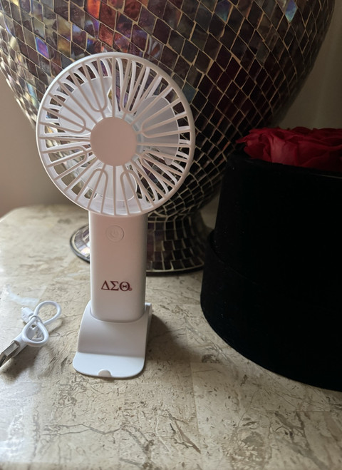 2-pc portable fan - Handheld fan - Stand Included w/cellular phone slot ...