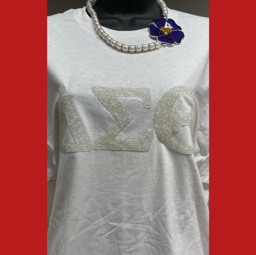 RED Delta Sigma Theta Symbols T- SHIRT - White Resin -Textured Symbols ...