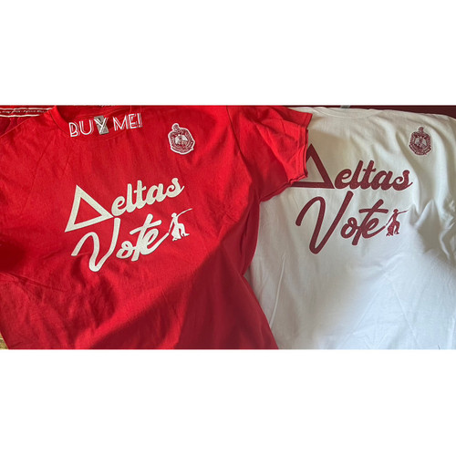 Deltas Vote - RED T-Shirt - Delta Sigma Theta Lady Fortitude Symbol ...