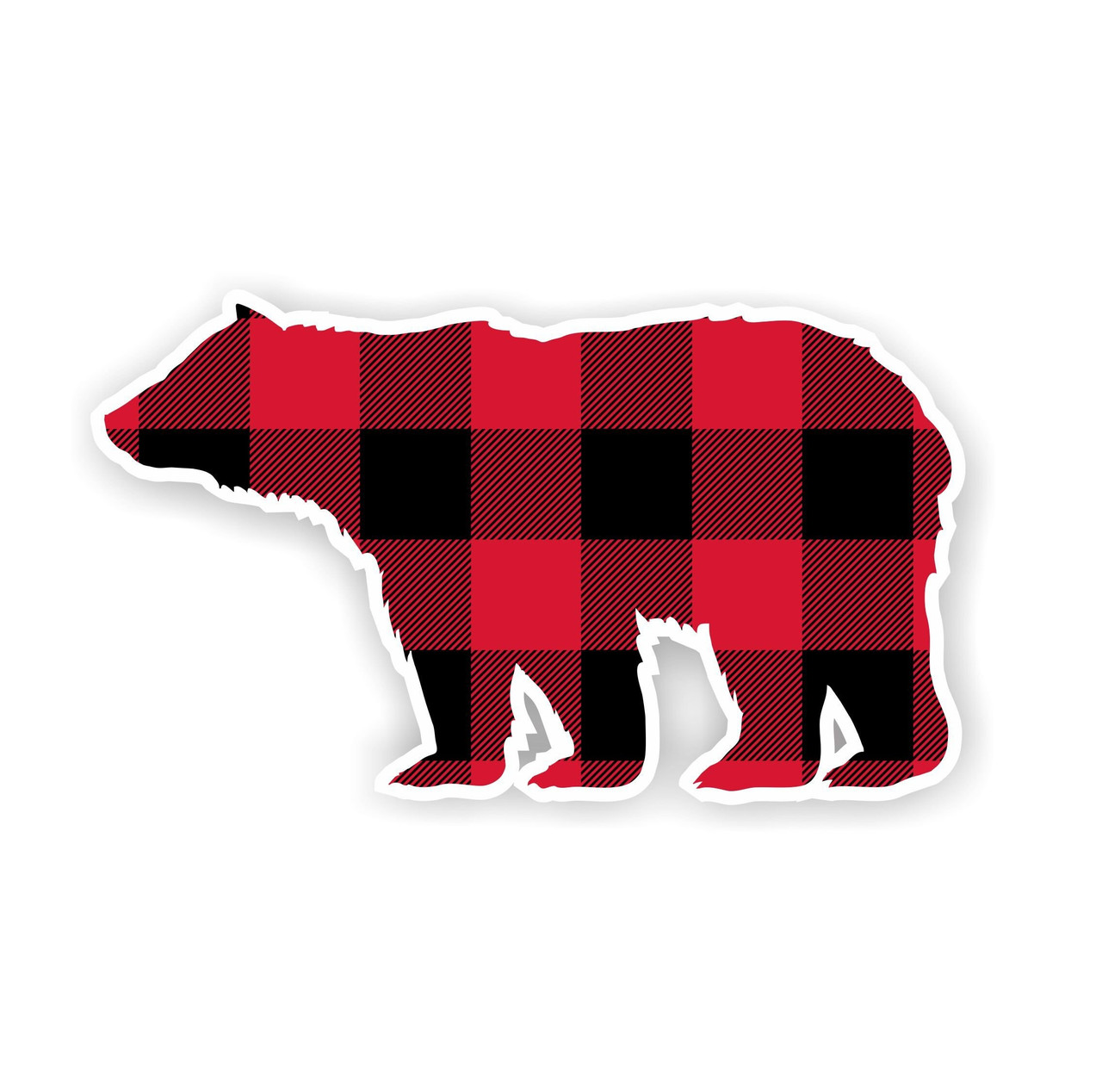 Red Buffalo Plaid Bear Decal - Nish Gear
