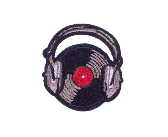 Record Headphone Music Iron-On Embroidered Patch - Nish Gear