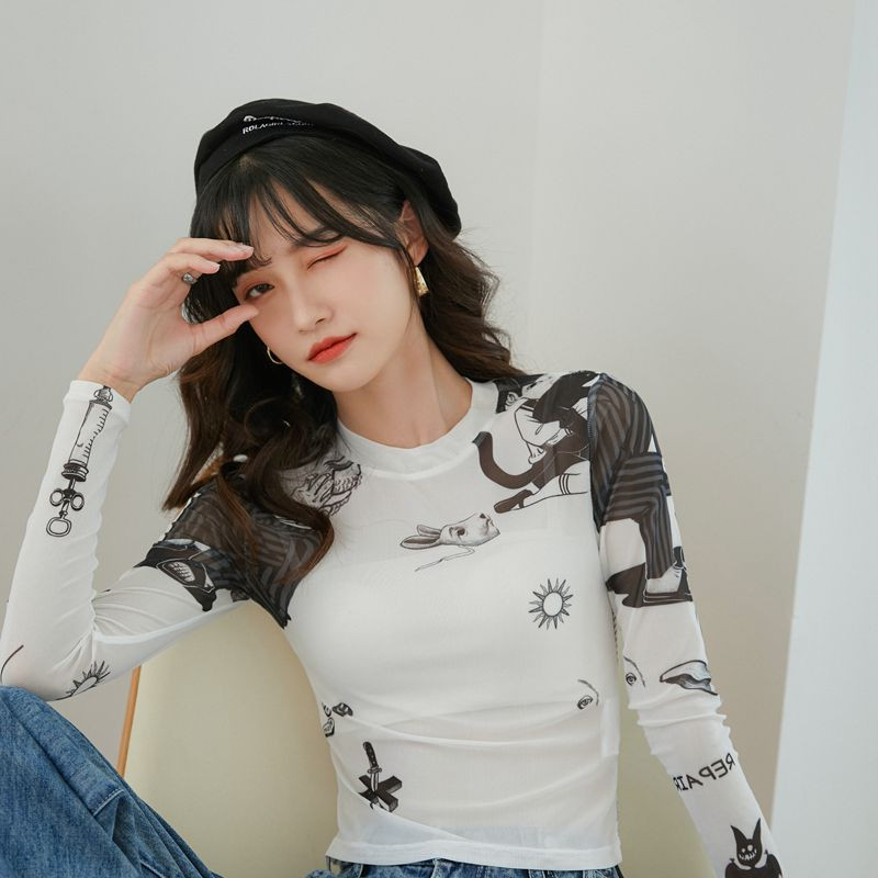 Graphic Mesh Top