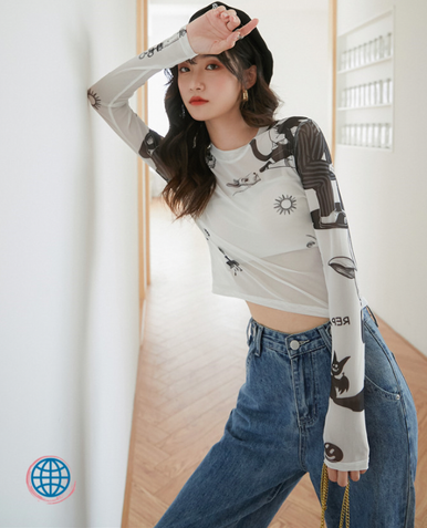 Graphic Mesh Top
