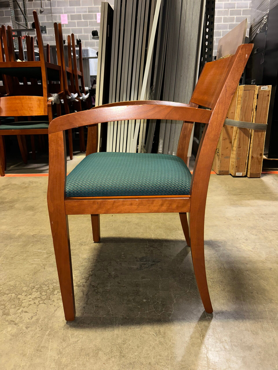 Used Geiger Green Wood Back Office Side/Guest Chair