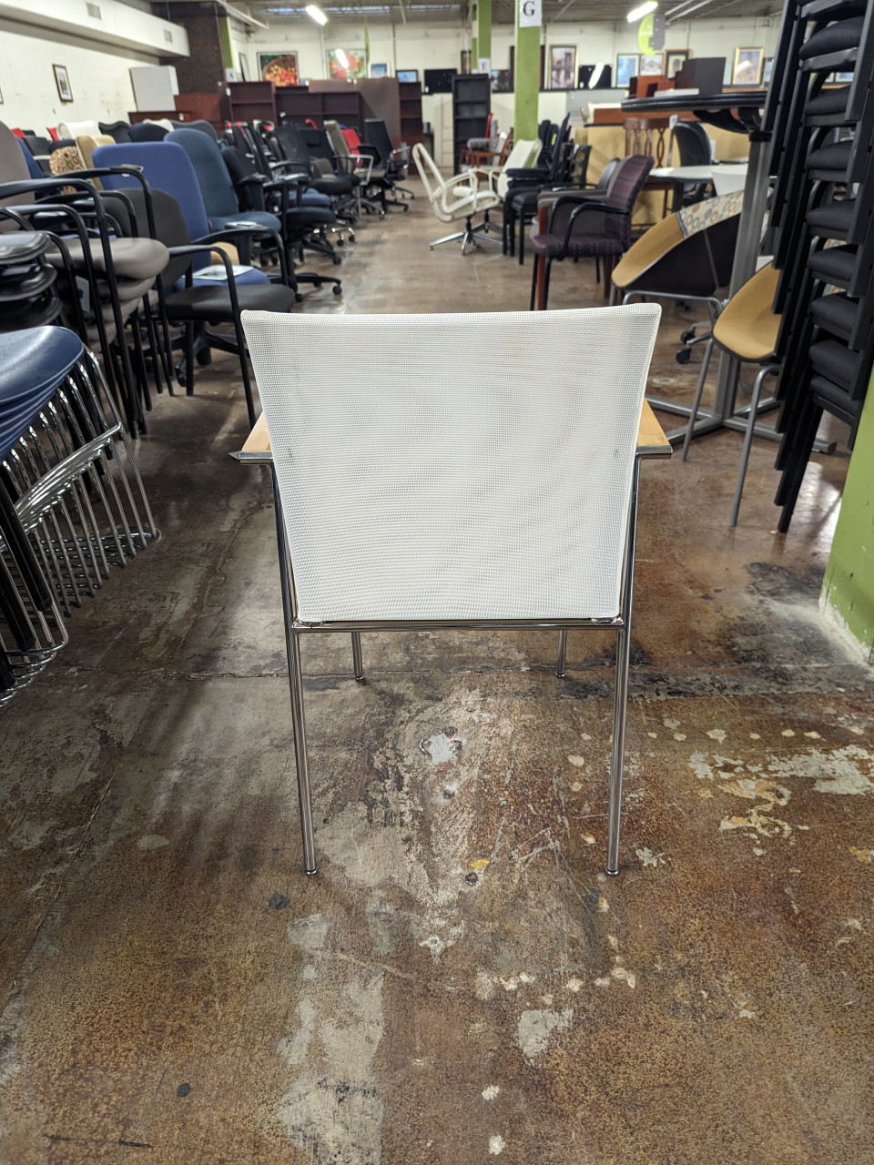 Cream Mesh Stacking Chair