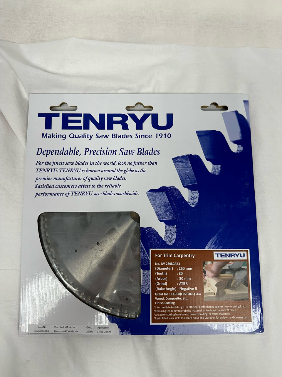 Tenryu IW-26080AB3 Fin Trim (Fits Festool Kapex Festool #495387)