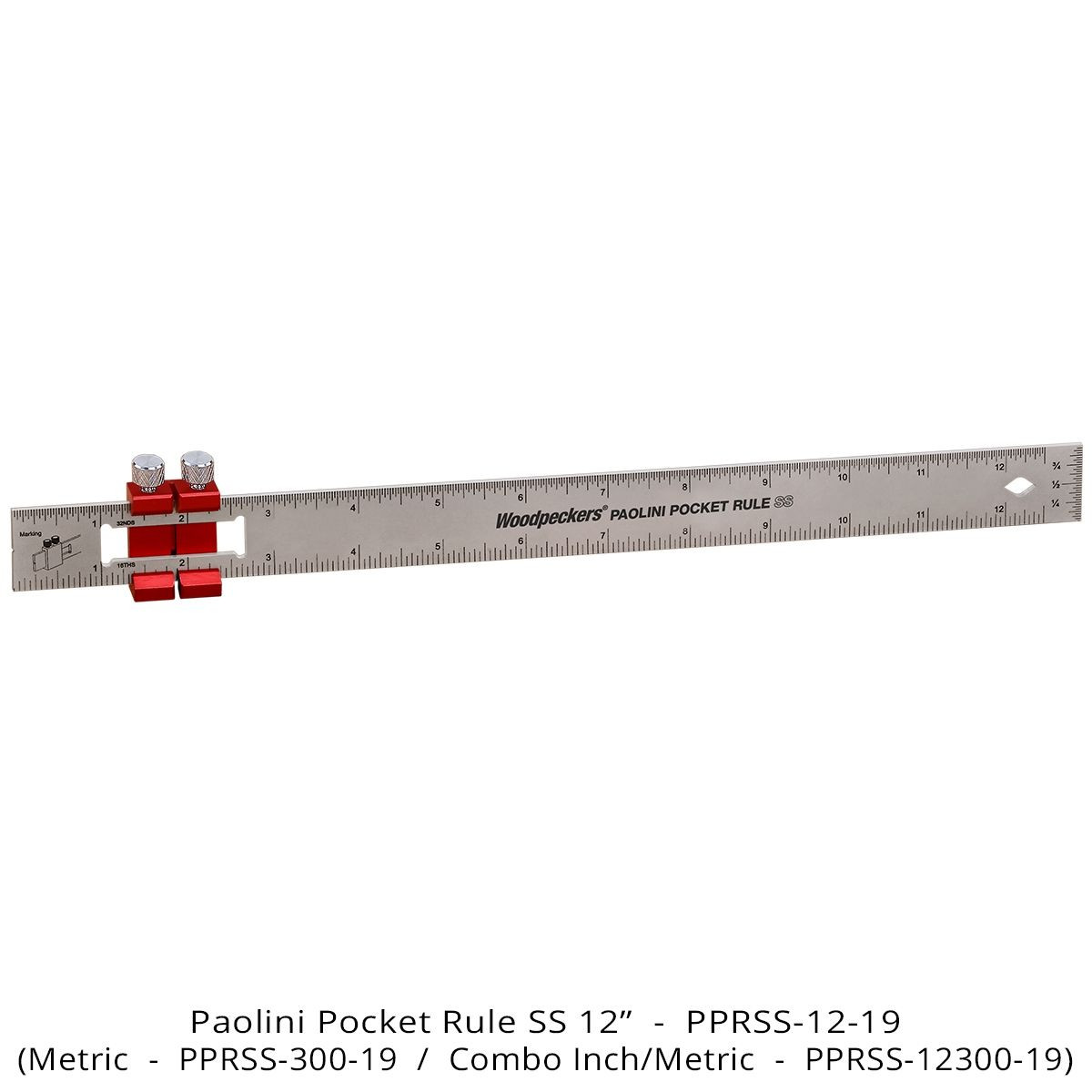 Woodpeckers Paolini Pocket Rule - 12 Inch Stainless Steel | Precision ...
