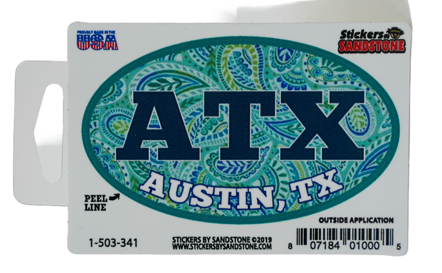Sticker ATX Oval Paisley - Scruffy's Souvenirs & Food Mart