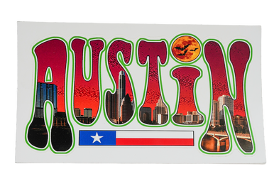 Bumper Sticker Austin Skyline Sunset & Bats - Scruffy's Souvenirs ...
